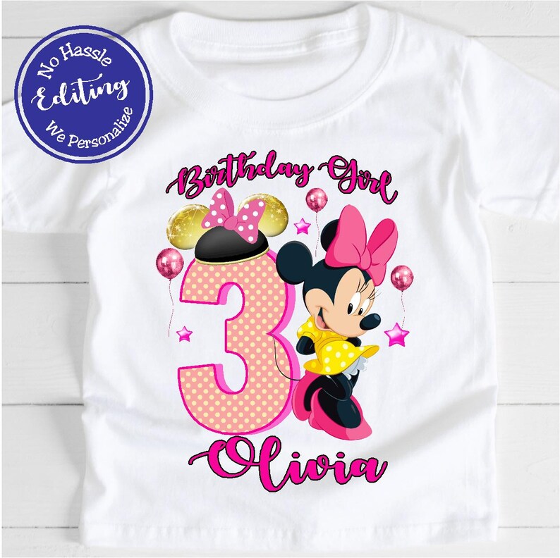 Minnie Mouse Png, Personalized Birthday Printable Graphic, Pink Bow ...