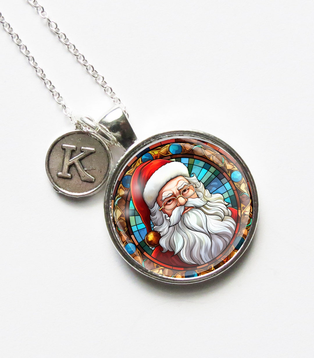 Santa Claus Necklace, Merry Christmas Necklace, St. Nicholas Charm ...