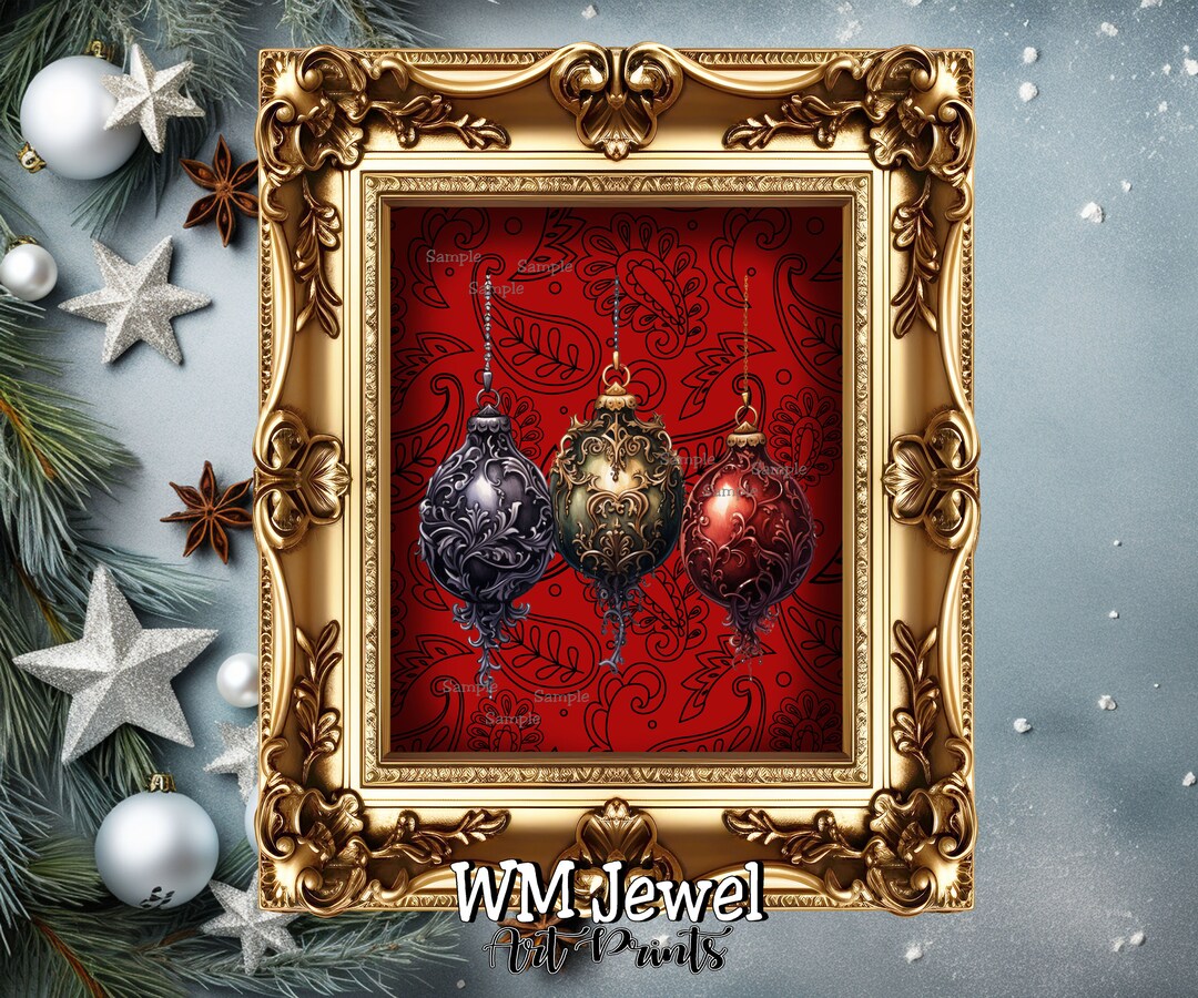 Holiday Christmas Decor Fancy Ornaments Wall Art Gothic - Etsy