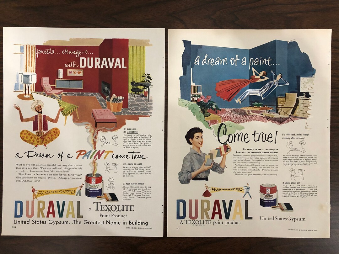 Duraval Texolite Paint 1950s Original Magazine Print Ad - Etsy