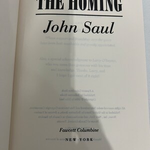 Antique Book the Homing , by John Saul 1994 #153 - Etsy