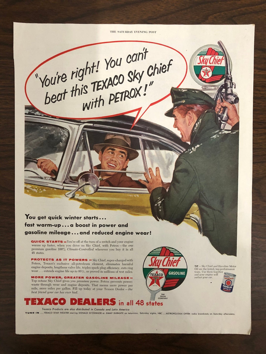 Texaco 1950s Original Magazine Print Ad Advertisemen 884.5 - Etsy