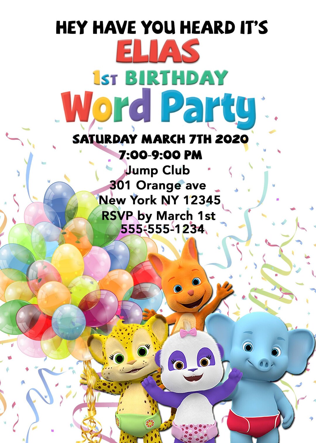 Word Party Invite (confetti) - Etsy