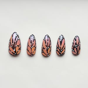 Monarch Butterfly Press on Nails | Handpainted Butterfly Nails ...