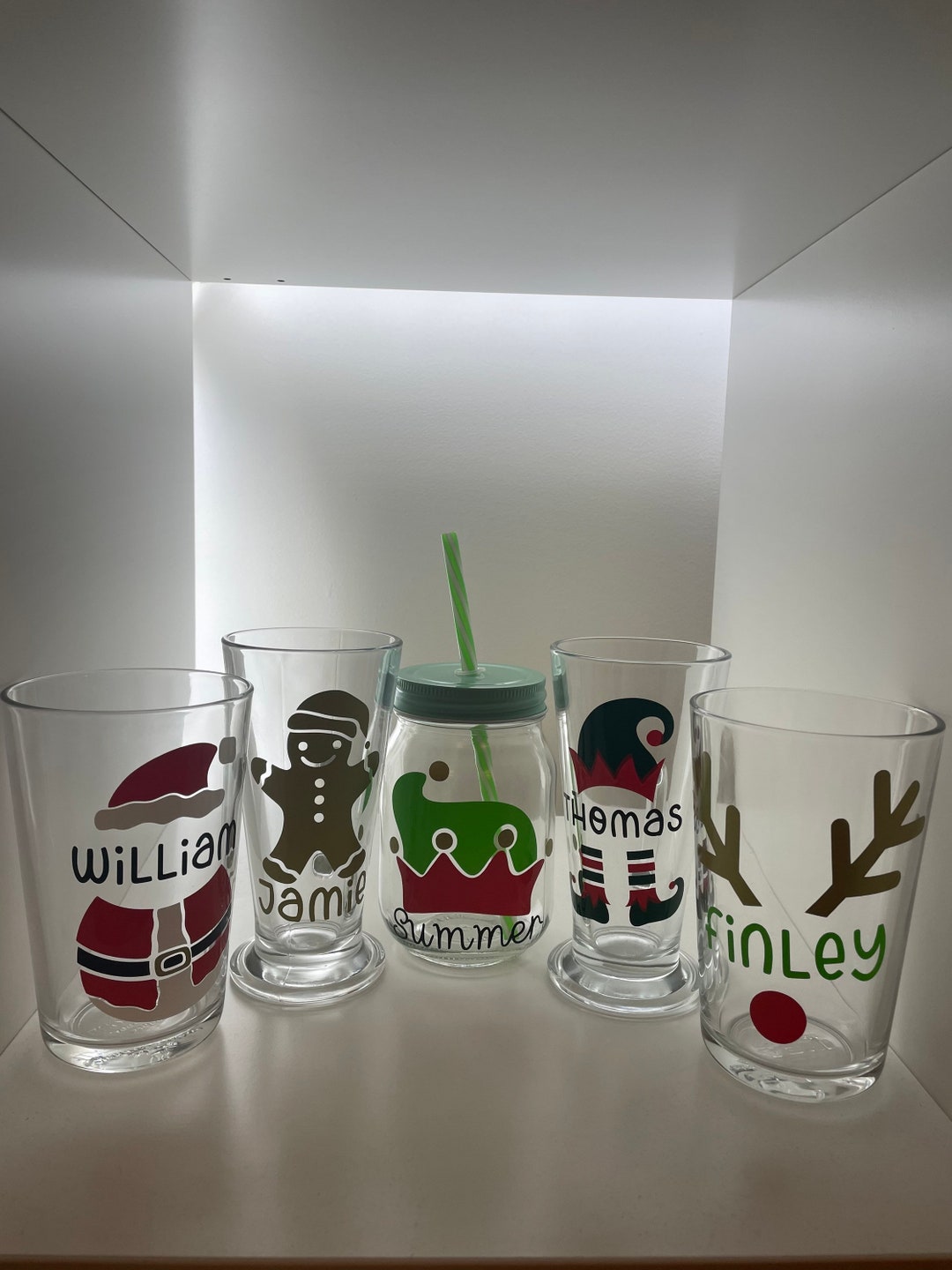 Personalised Christmas Glass Vinyl Labels- Elf, Santa, Reindeer, Elf ...