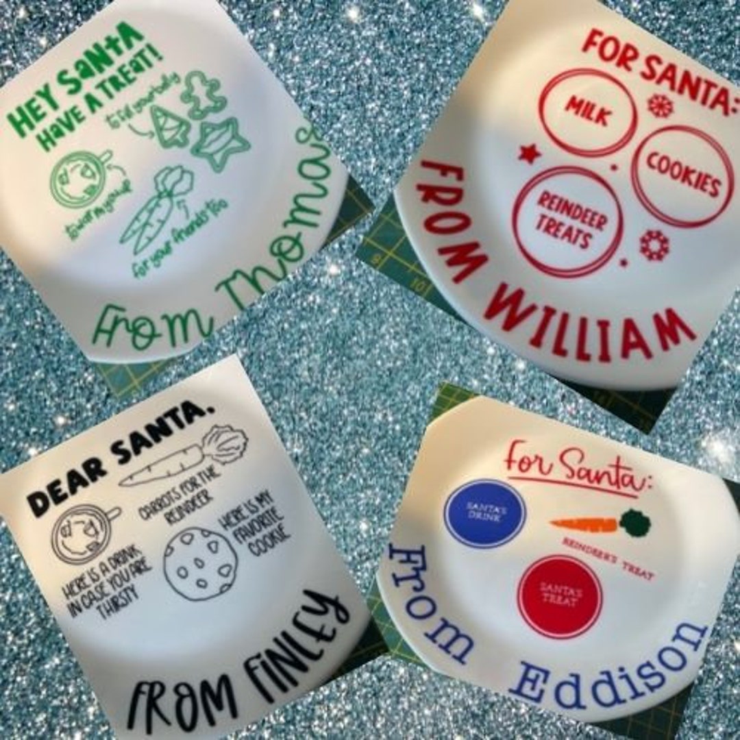 Personalised Christmas Eve Santa Plate Vinyl Labels, Add This to Your ...