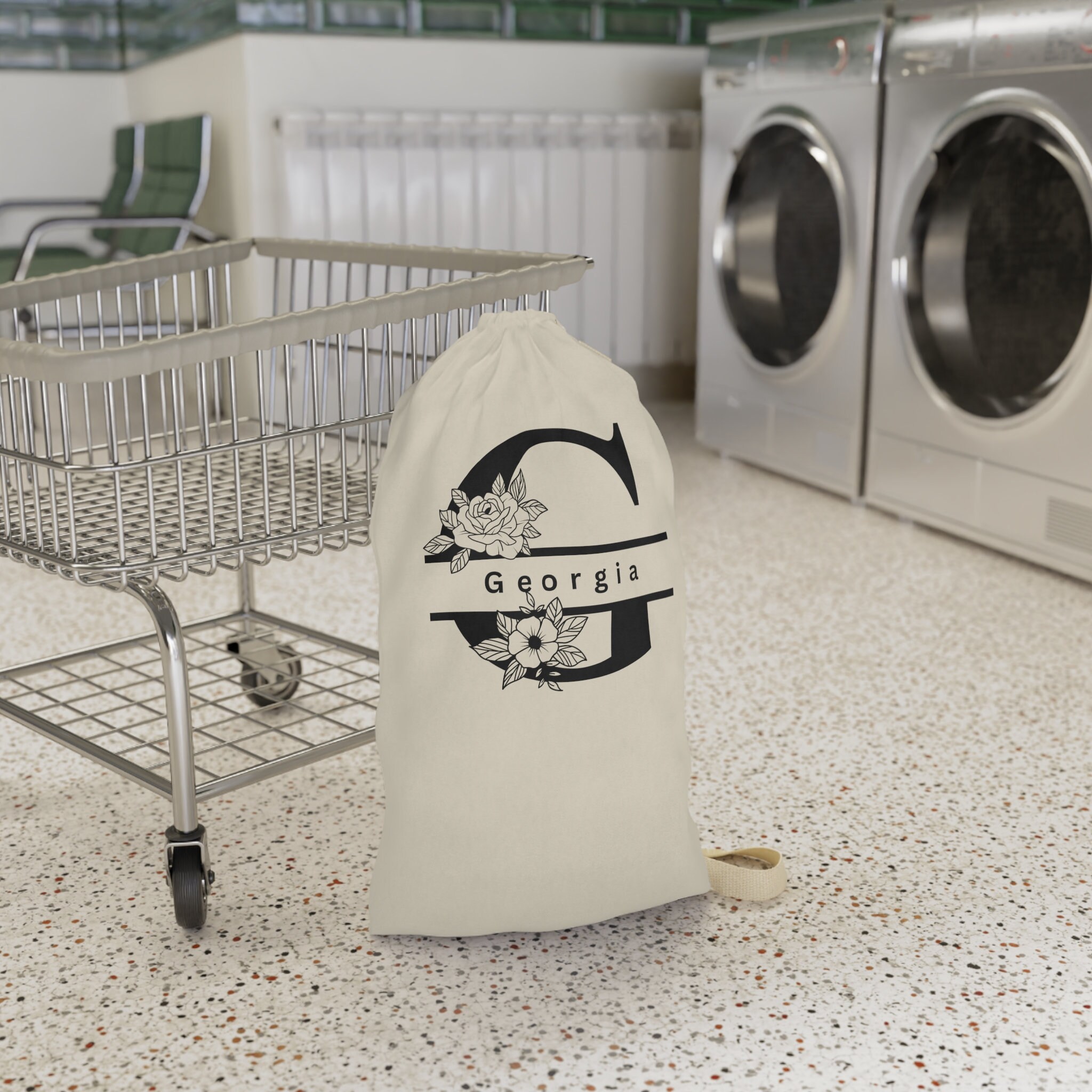 Travel Laundry Hamper With Monogram Black Floral With Personalized Name ...