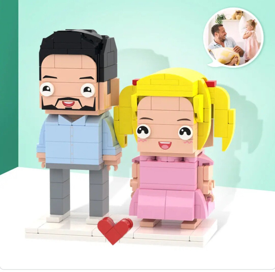 Brick Block Full Body 2 People Photo Frame Custom Cute Brick Figures ...
