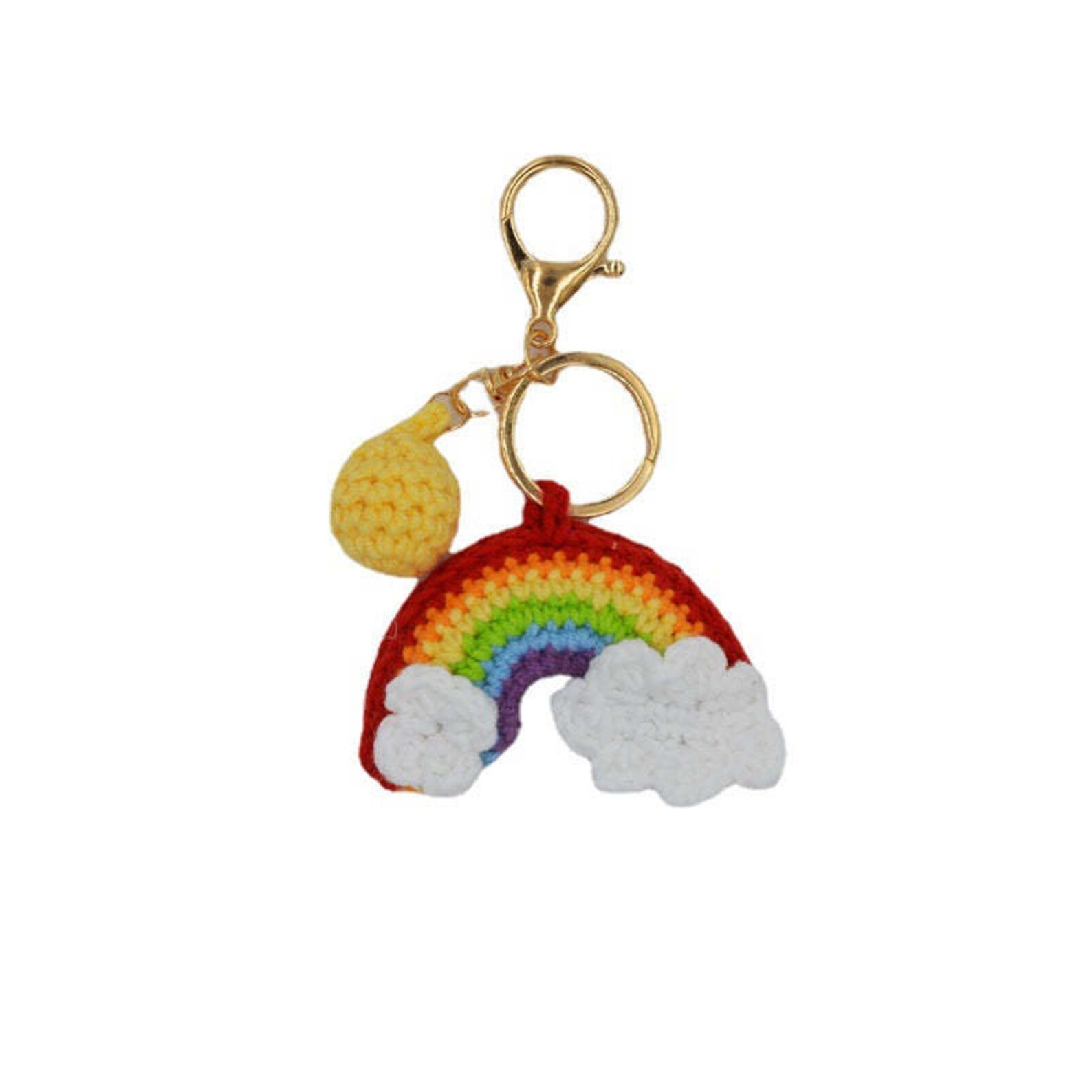 Handmade Crochet Rainbow Keychain Cute Keyring Bag Charm Boho Rainbow ...