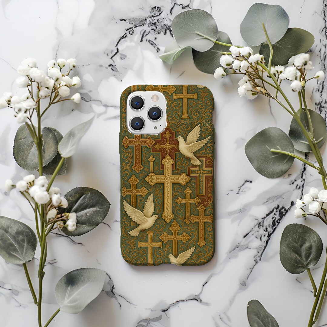 Ornate Cross & Dove Christian Phone Case - Religious Gift - Etsy