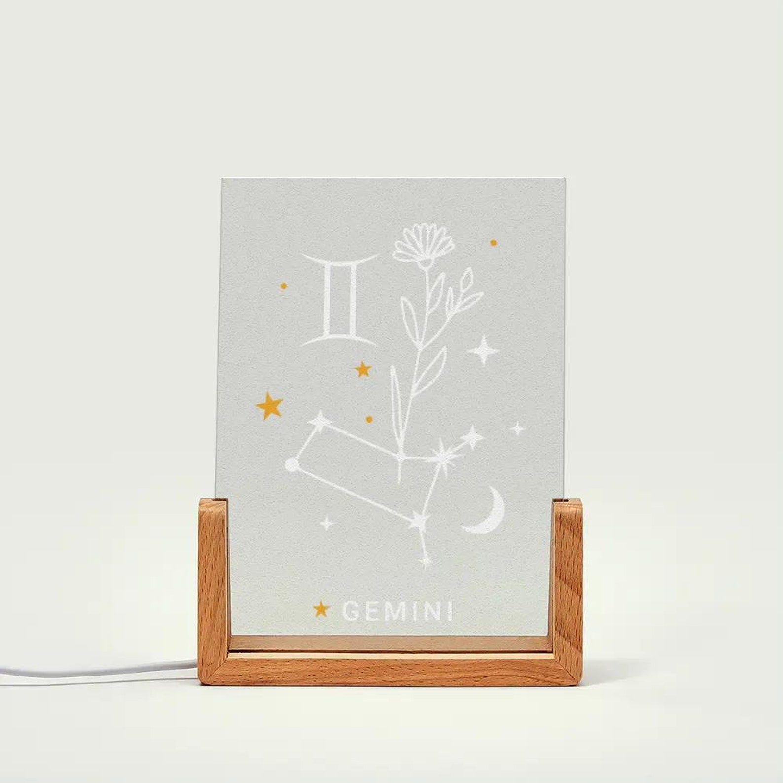 Gemini Acrylic Night Light Personalized LED Lamp With White and Warm ...