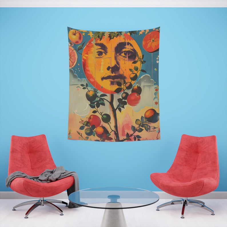 Celestial Surrealist Moon Art Tapestry Boho Tapestries Weirdcore Wall ...