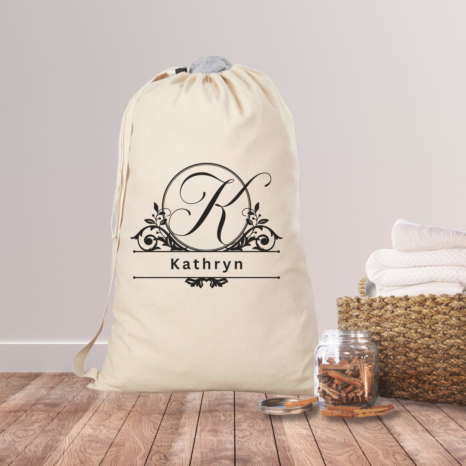 Travel Laundry Hamper With Monogram Laundry Bag Personalized for ...