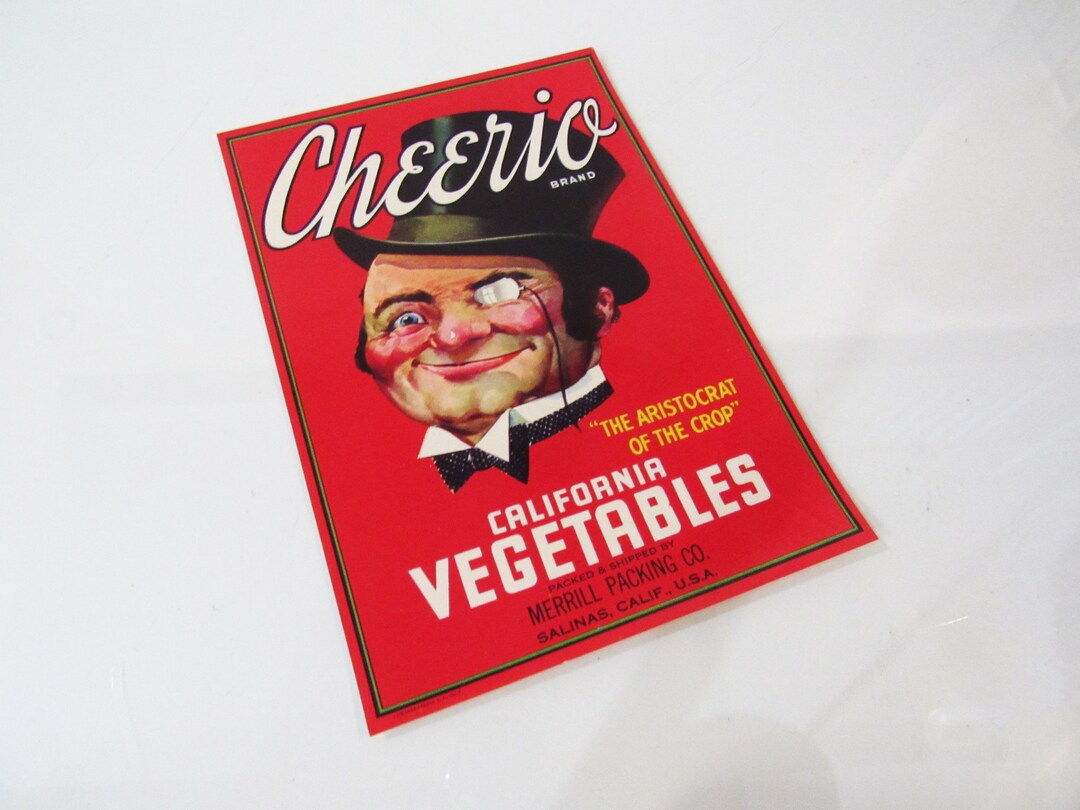 Cheerio California Vegetable Label the Aristocrat of the Crop 1950s ...