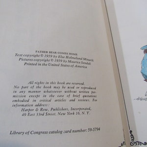 Father Bear Comes Home - Else Holmelund Minarik - Maurice Sendak - 1959 ...
