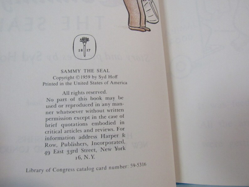 Sammy the Seal Syd Hoff 1959 Harper & Row I Can Read | Etsy