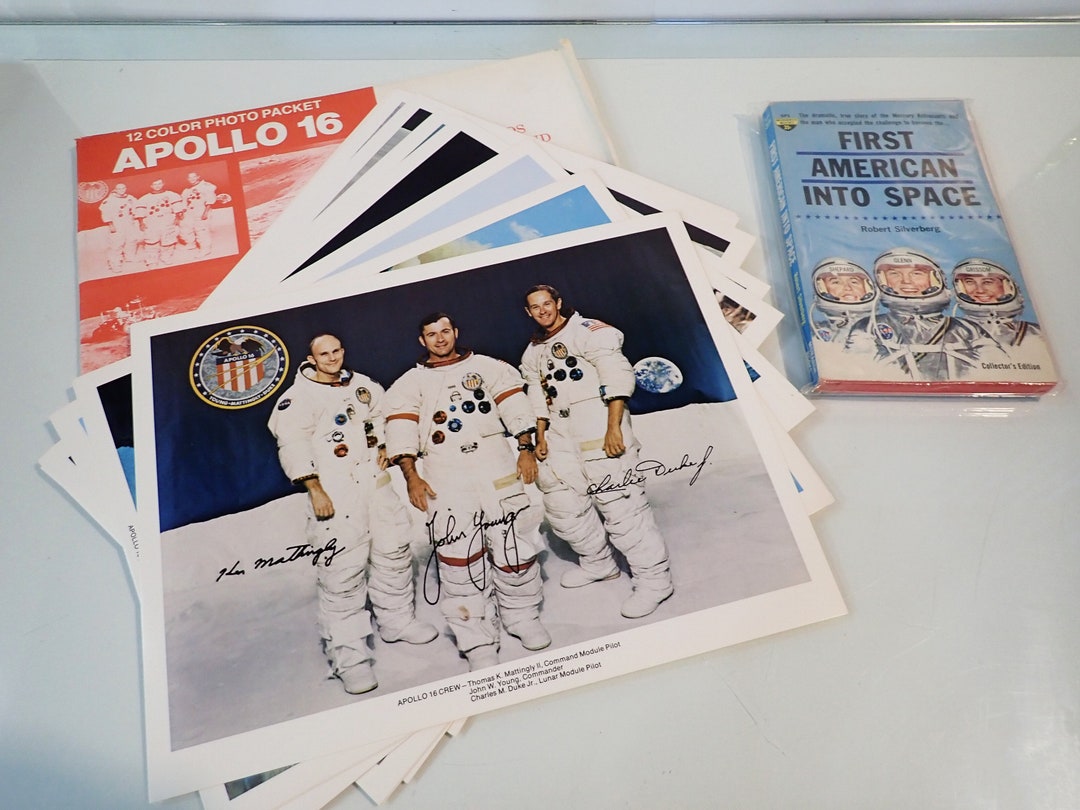 Apollo 16 Photo Packet + First American Into Space 1961 Paperback Book ...