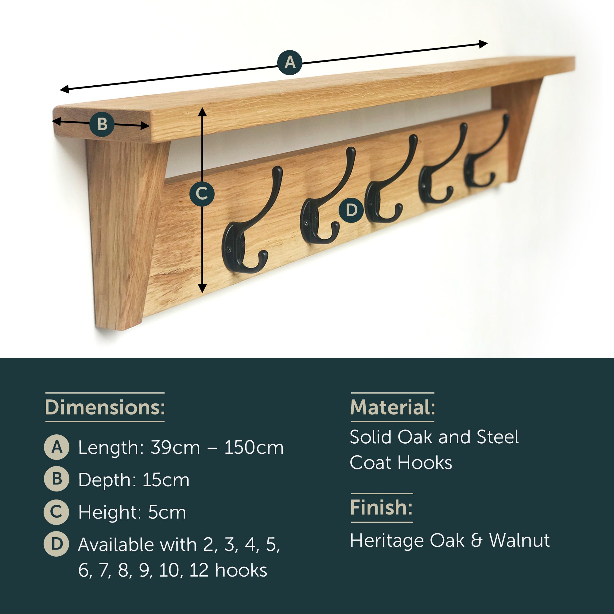 Home & Living Home Décor Hallway Oal Hat Shelf With Hooks Antique Brass ...