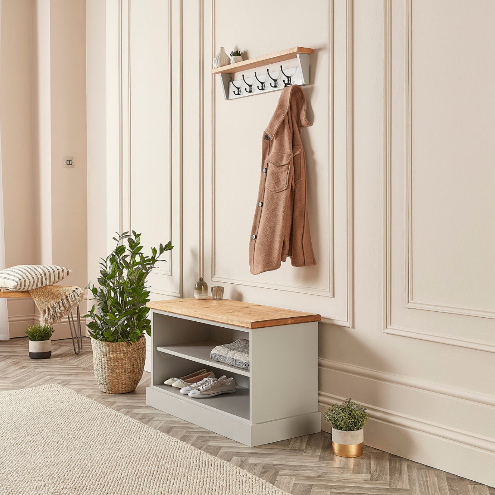 Light Grey Coat Rack Farrow and Ball Grey Coat Storage With - Etsy