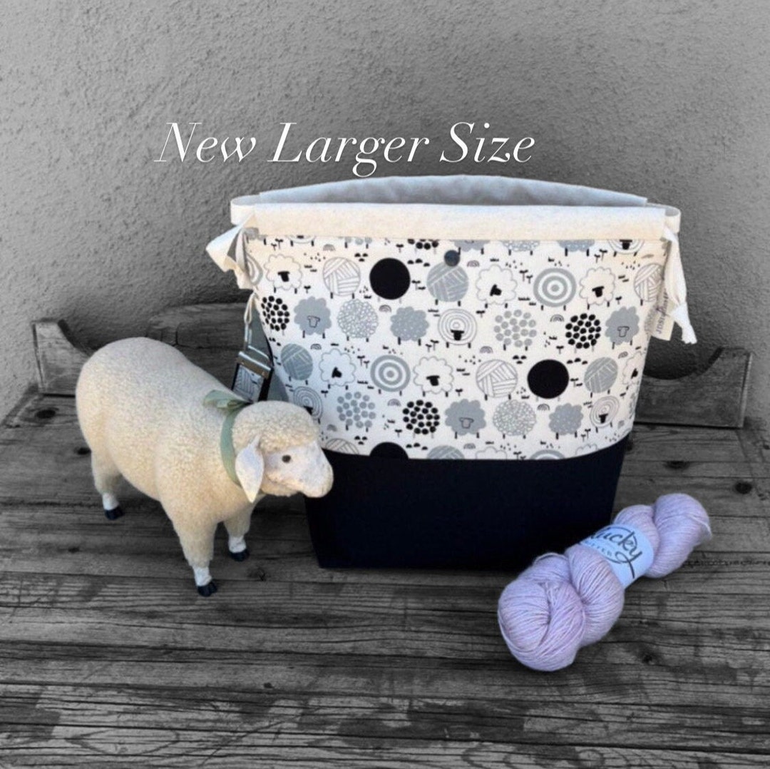 Extra Large Knitting Project Bag: Sheep Yarn Balls, Drawstring Sack - Etsy