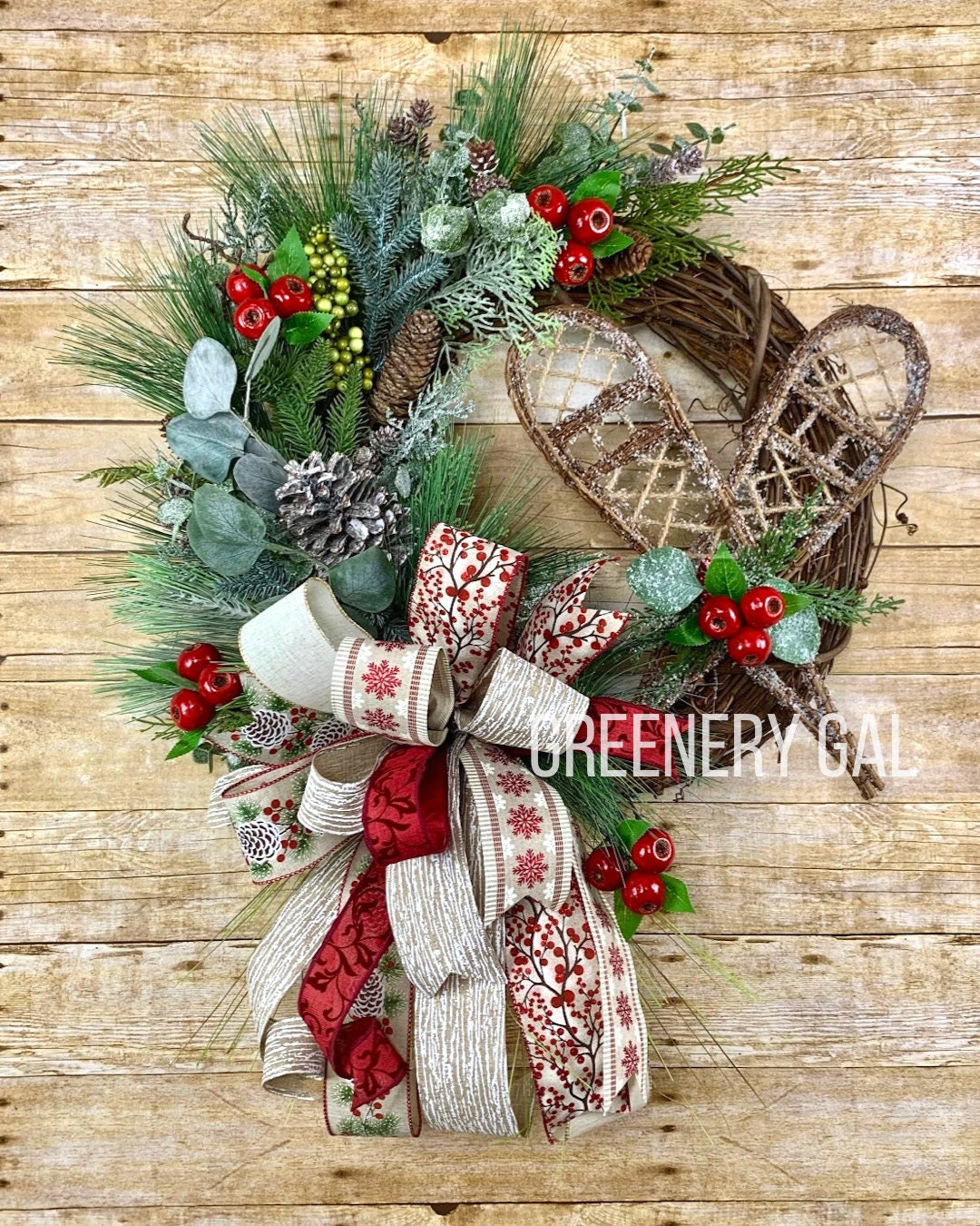 Winter Greenery Snowshoe Rustic Christmas Decor - Etsy