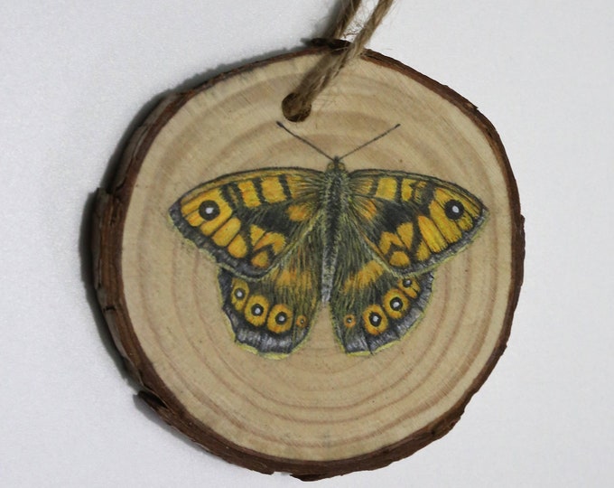 Hand-painted Butterfly Wall Hanging Log Slice, Wall Decor, Wooden Wall ...