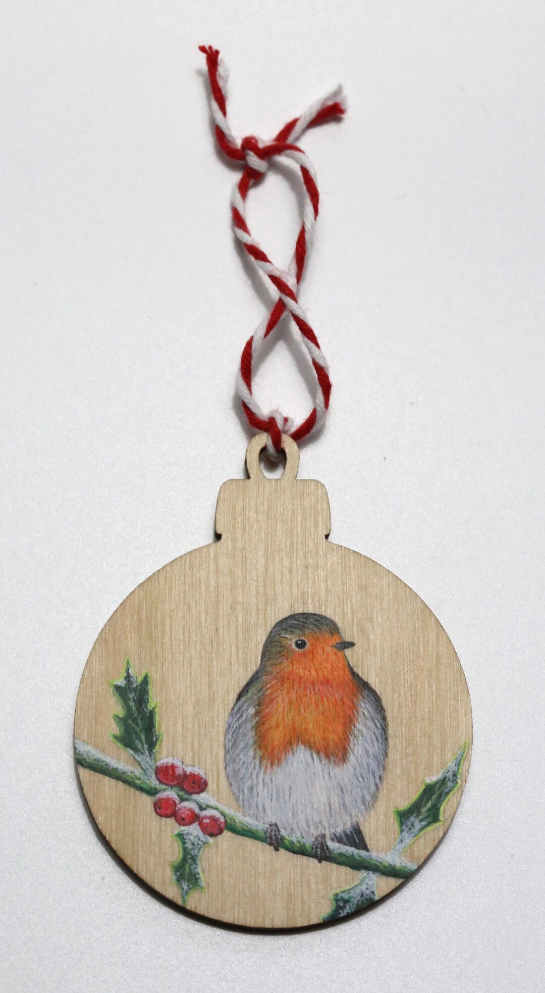 Christmas Robin Wooden Bauble christmas Decorations,hand-painted,wooden ...