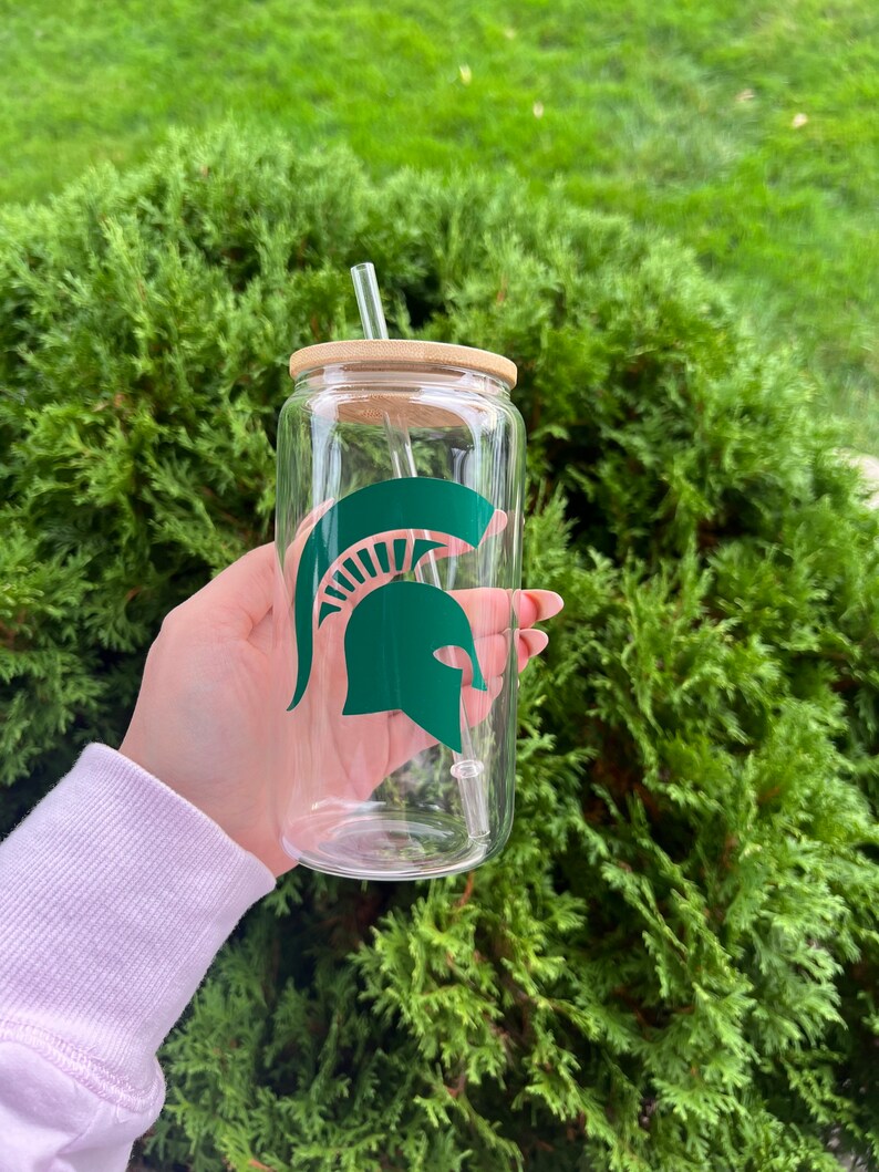 Spartans Michigan State University Beer Glass Can MSU Cup - Etsy