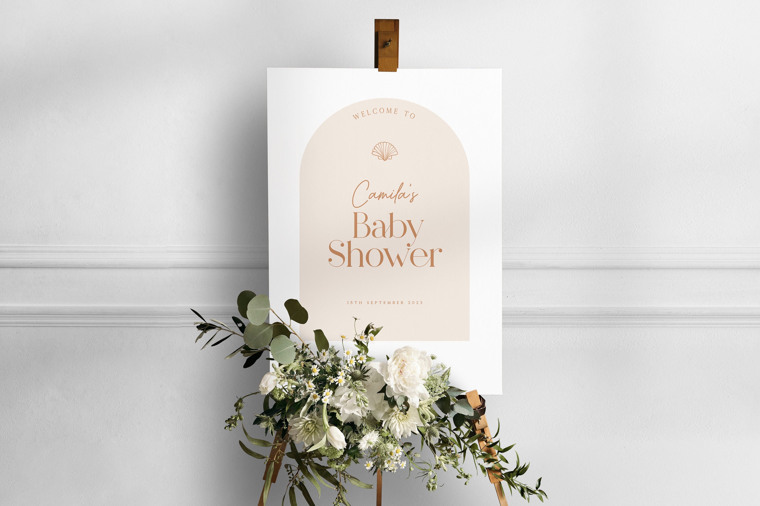 Baby Shower Welcome Sign • Boho Beach Baby Shower Sign • Shell Welcome ...