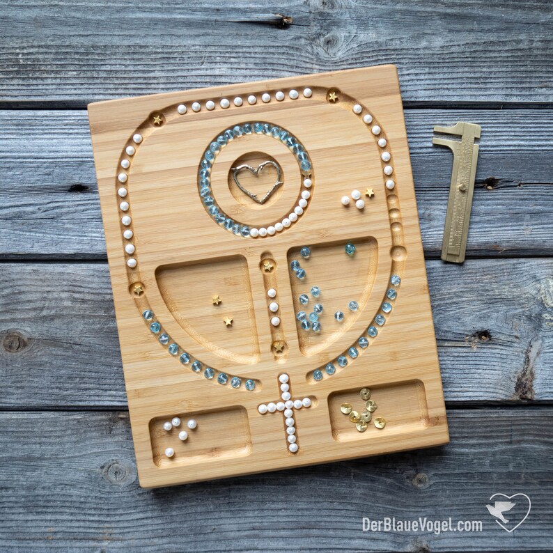 Wooden Rosary Board With Grooves and Bead Pans for - Etsy