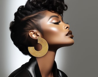 Big C Square Earrings Gold Geometric Large African Statement Trible ...