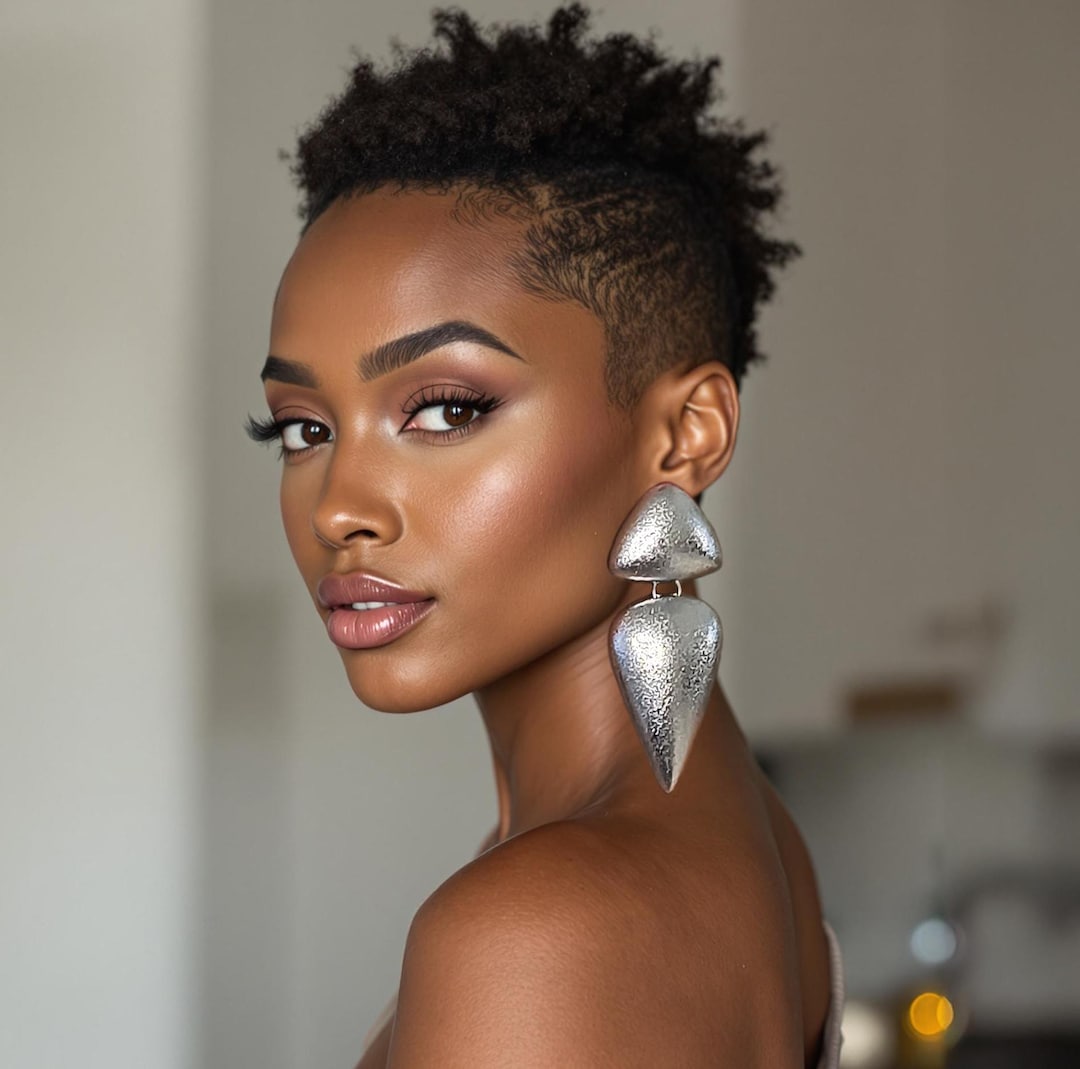 Oversized Silver Dangle Earrings: Bold Geometric Statement African ...