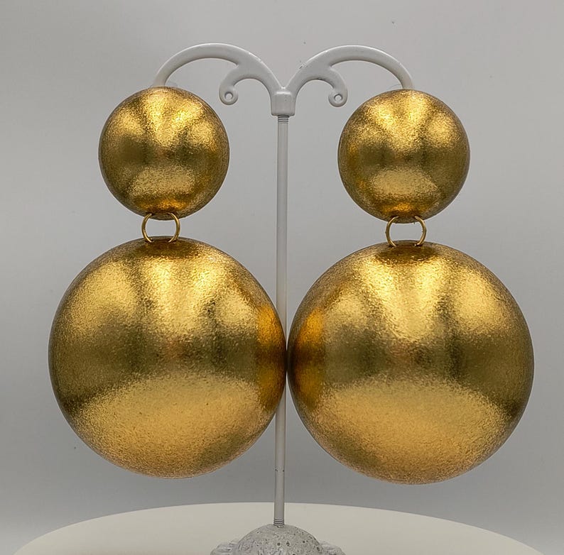 Big Gold Ball Statement Dangle Earrings: African Geometric, Big Modern ...