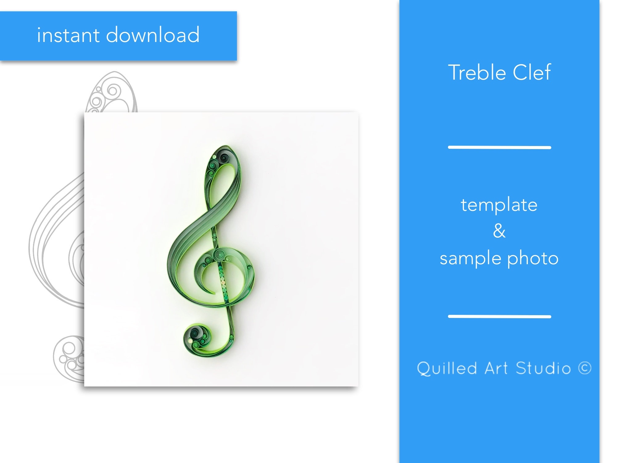 Template of Treble Clef Paper Quilling Artwork - Etsy