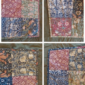 William Morris Quilted Patchwork Throw, Square Blanket With Eight Morris Designs - Etsy UK
