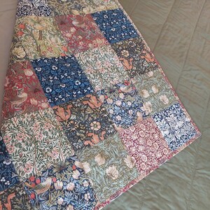 William Morris Quilted Patchwork Throw, Square Blanket With Eight Morris Designs - Etsy UK