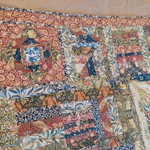 William Morris Patchwork Quilt, Unique One-off Original Throw, Handmade Blanket With Twelve ...