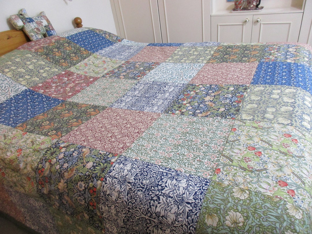 William Morris Quilted Patchwork Throw, With Eight Morris Designs ...