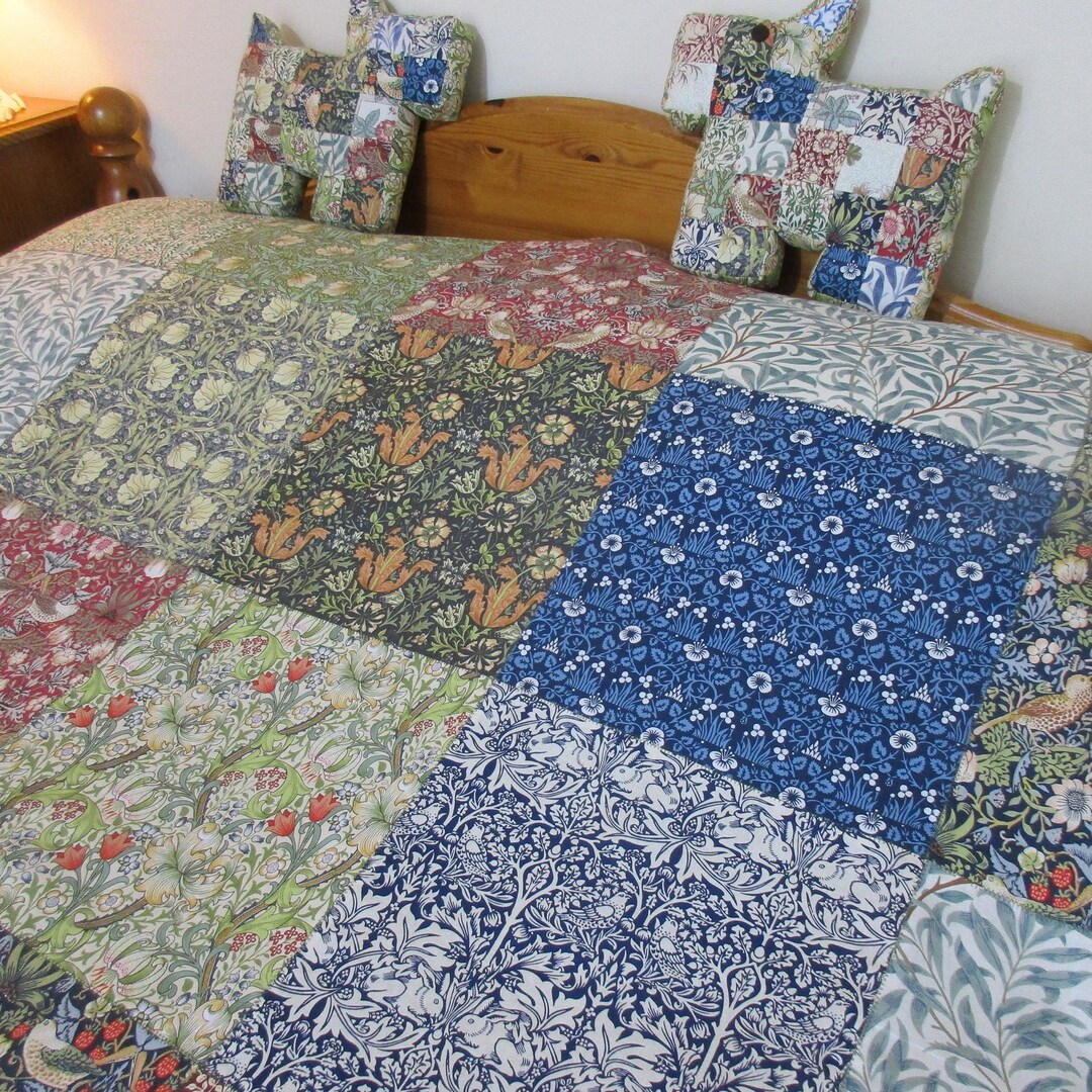 William Morris Quilted Patchwork Throw, With Eight Morris Designs ...