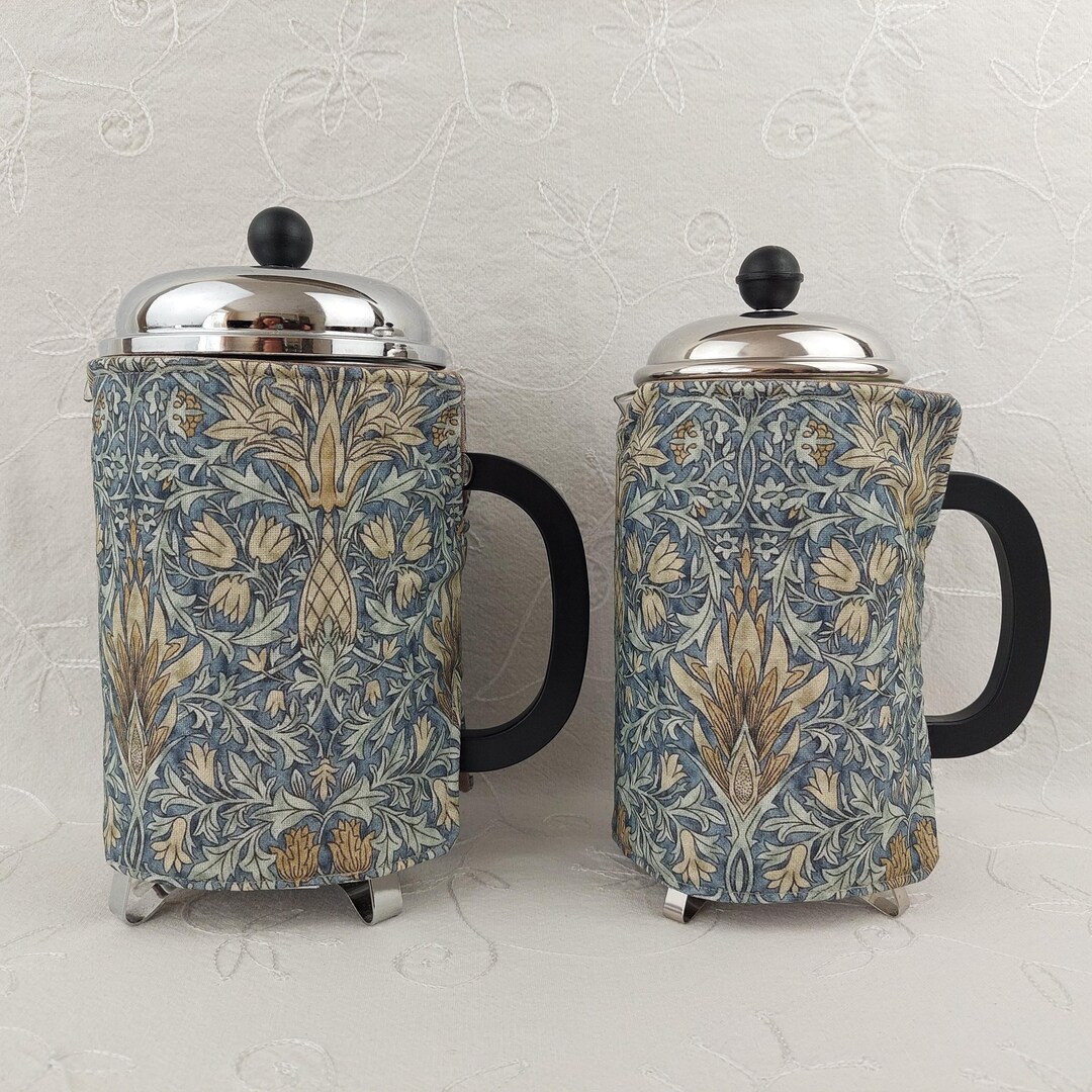 Cafetiere Cosy, William Morris Blue French Press Cozy Warmer, 8 Cups 1L ...
