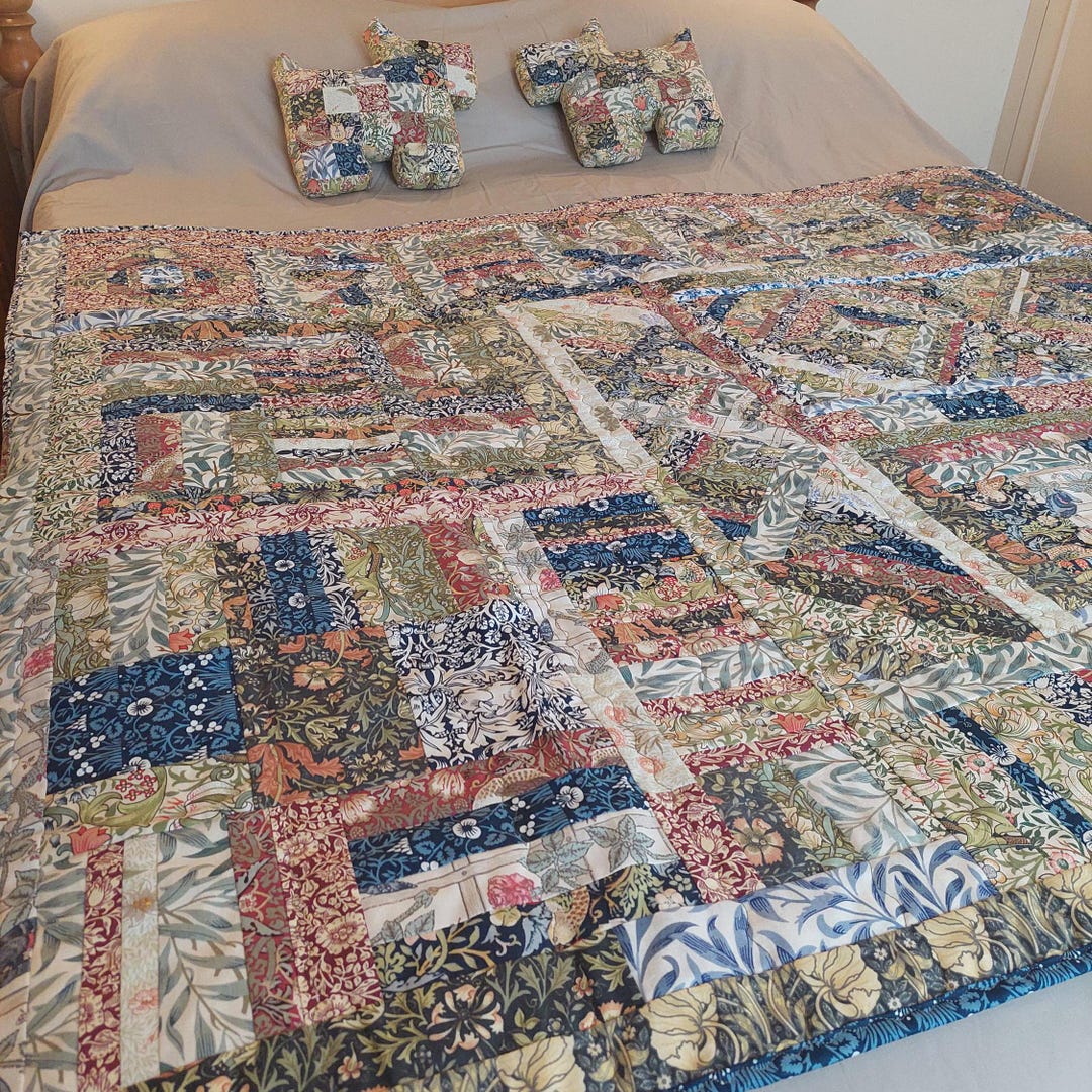 William Morris Patchwork Quilt, Unique One-off Original Throw, Handmade ...