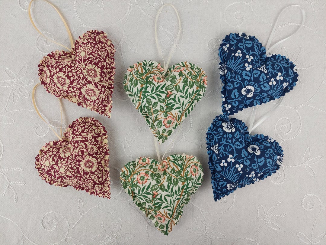 William Morris Fabric Hearts for Gift Giving or Home Decoration. Pack ...
