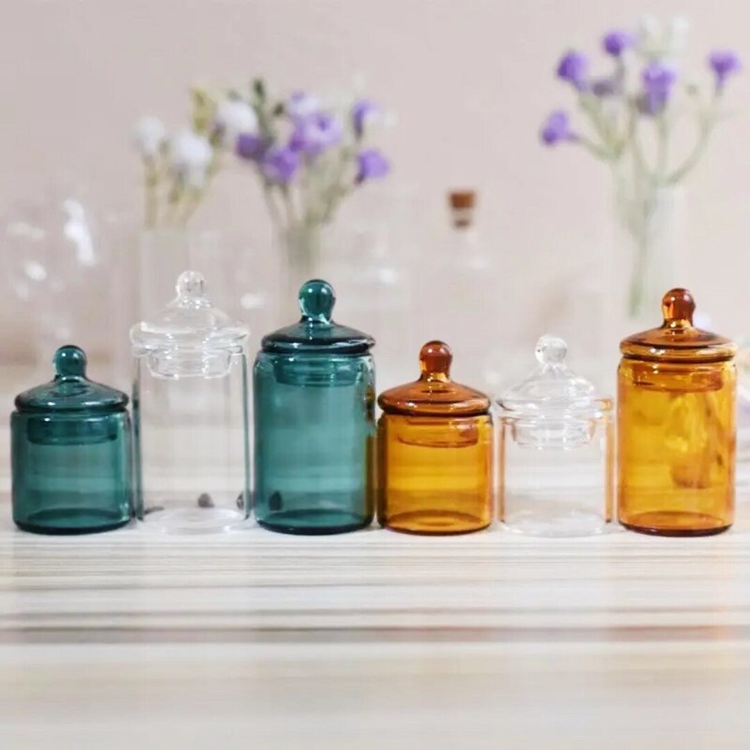 5 Sizes X 3 Colours - 1/12 1/6 Dollhouse Miniature Real Glass Jar With ...