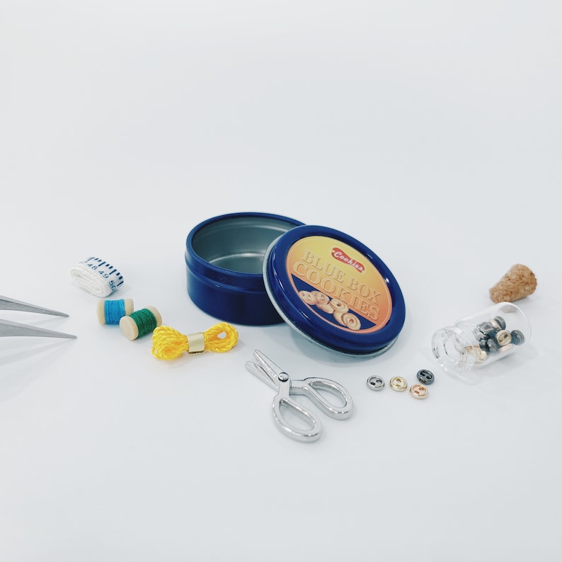 1/12 1/6 Dollhouse Miniature “grandma’s Cookie Tin Sewing Kit ...