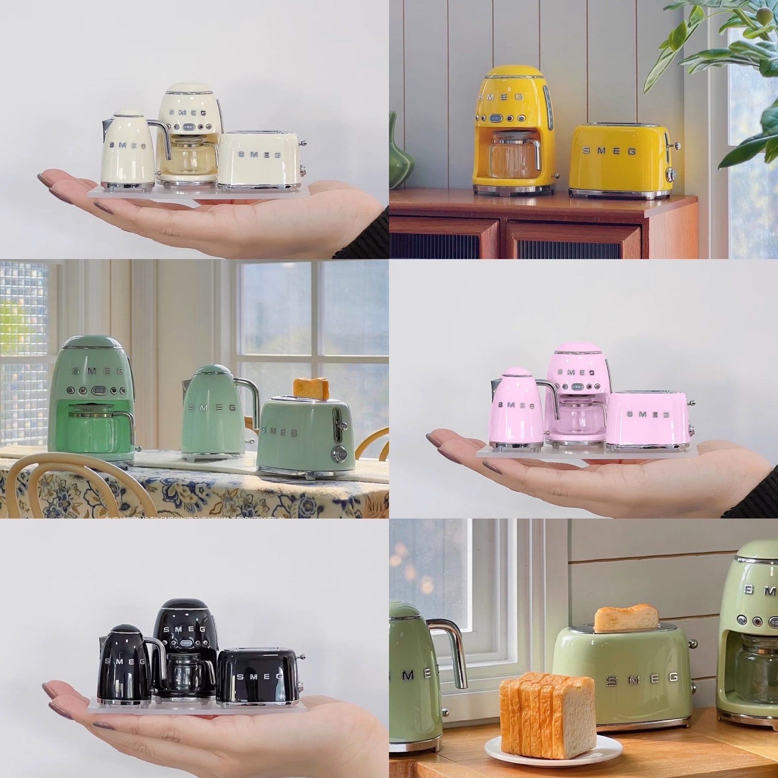 8 Colours - 1/6 Dollhouse Miniature Replica SMEG Retro-style Kitchen ...