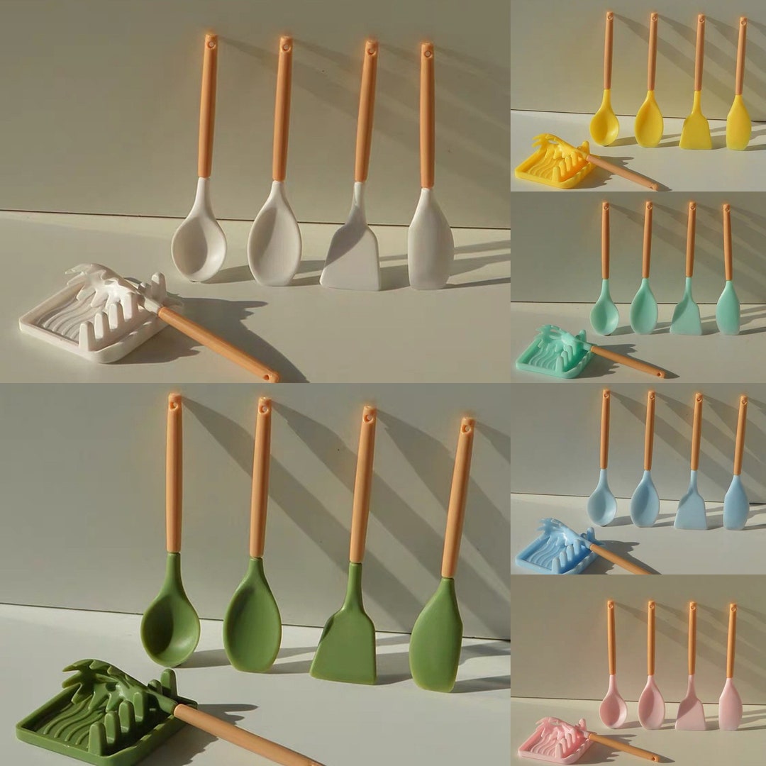 7 Colours - 1/6 Dollhouse Miniature 5 Kitchen Utensils With Holder Set ...