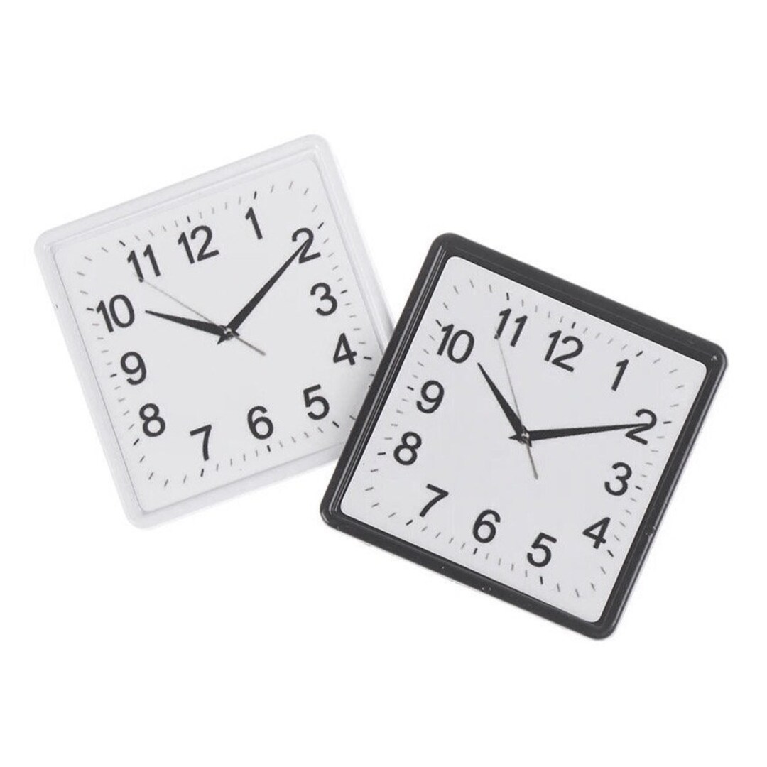 Black / White - 1/12 1/6 Dollhouse Miniature Metal Square Wall Clock ...