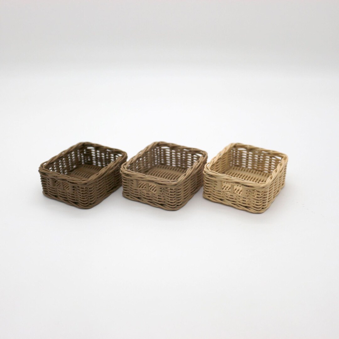 2 Styles - 1/6 Dollhouse Miniature Retangular Wicker Basket // Inbox Us ...