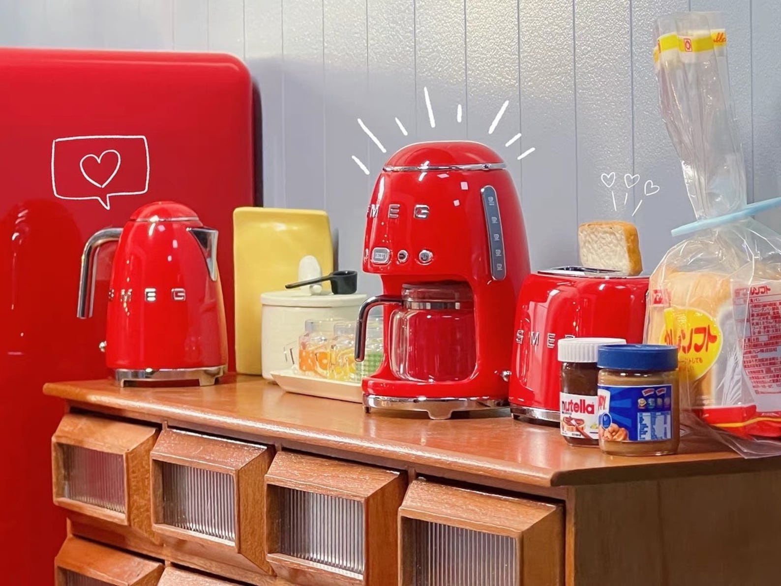 8 Colours - 1/6 Dollhouse Miniature Replica SMEG Retro-style Kitchen ...