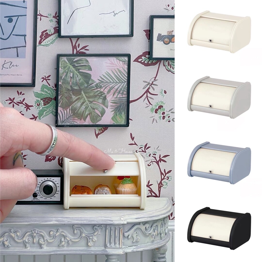 1/6 Dollhouse Miniature Bread Box: Black / Blue / Grey / Off-white ...